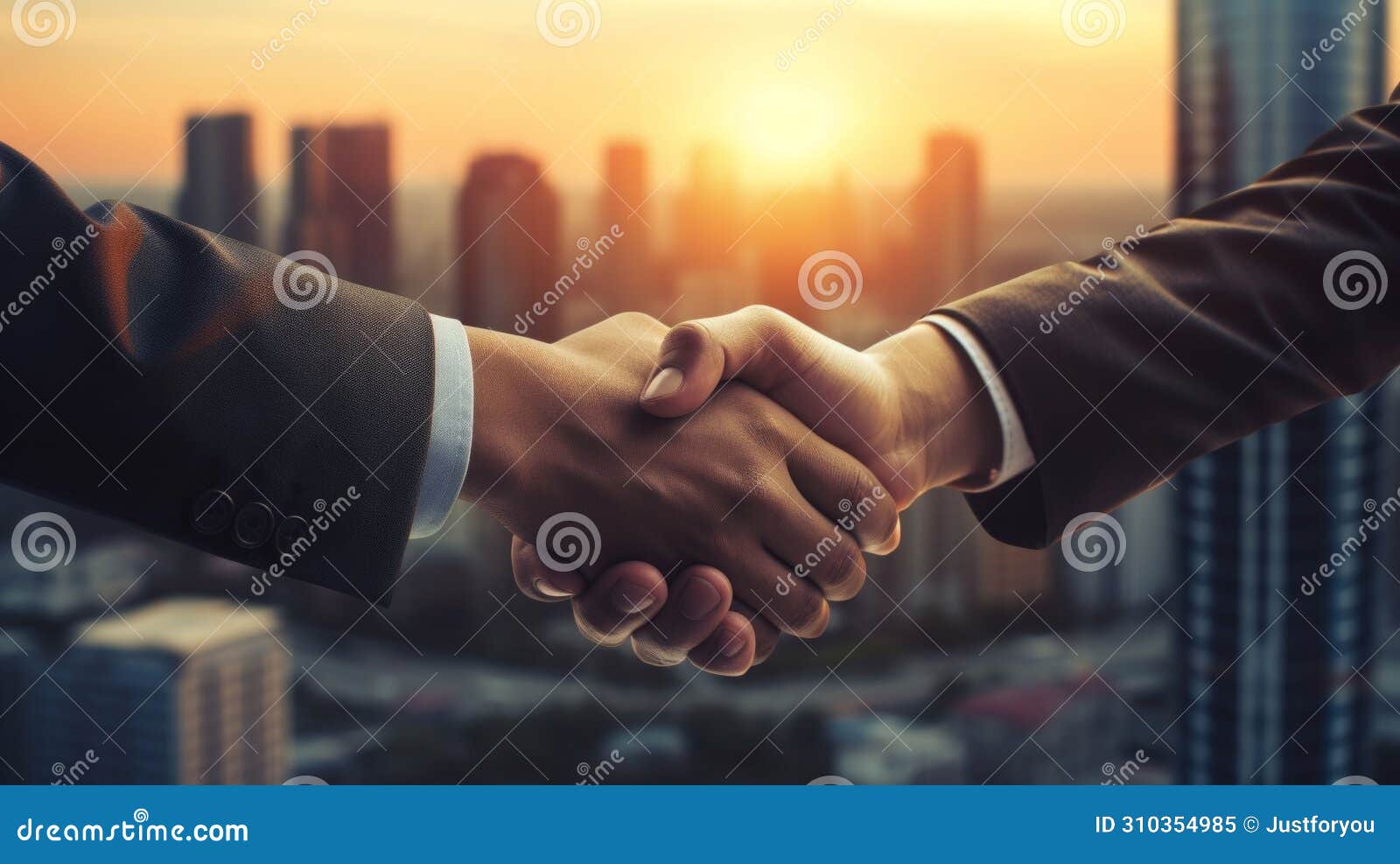 Professional Handshake in the City at Sunset. Generative Ai Stock ...