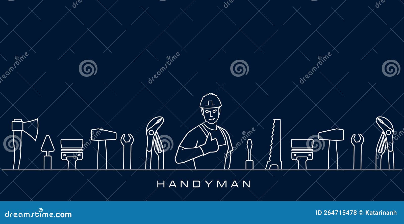 Professional Handyman Services. Vector Banner Template with Worker ...
