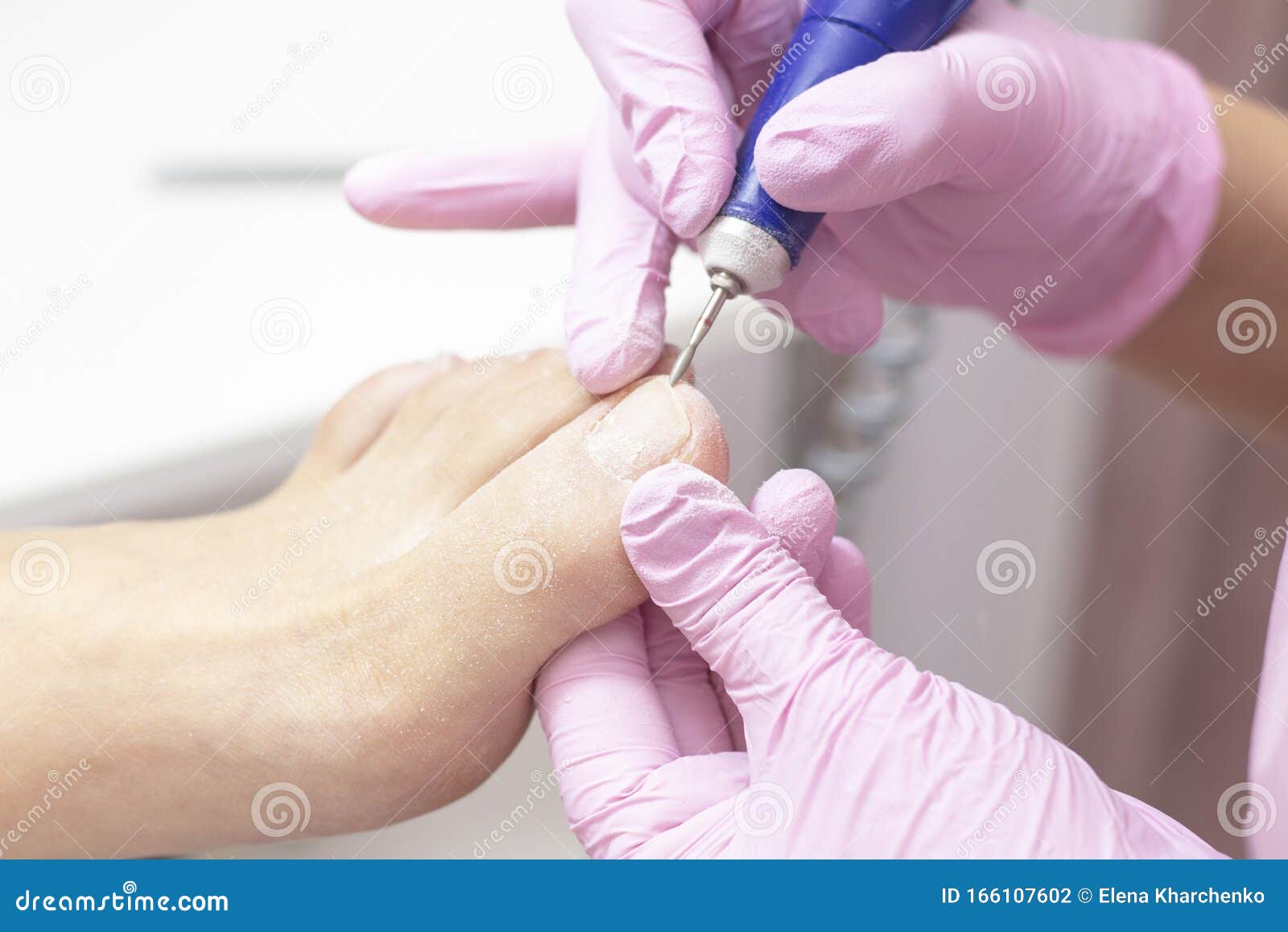 Professional Hardware Pedicure Using an Electric Machine. Patient at ...