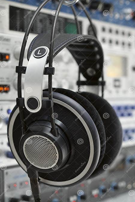 Professional Headphones in a Recording Studio Stock Image - Image of ...