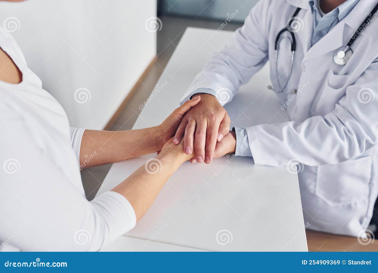 Professional Help. Medic in White Coat is in the Clinic Stock Image ...