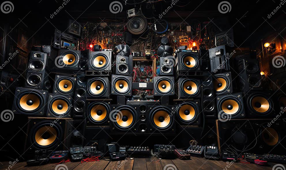 Professional High-end Loudspeakers in a Recording Studio. Stock Image ...