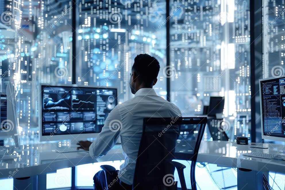 Professional in a High-tech Office Environment AI-generated Data ...