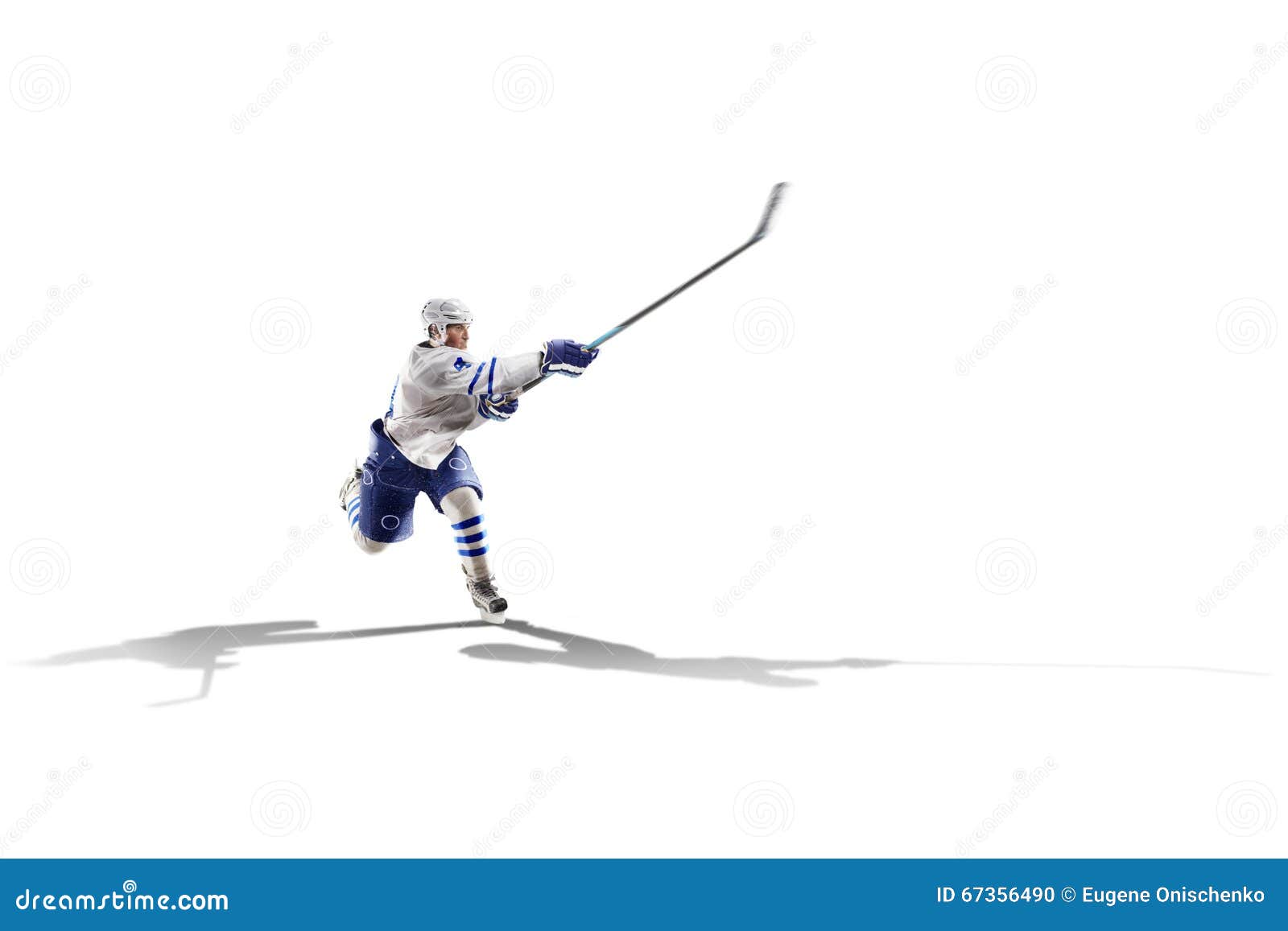 Professional Hockey Player Skating on Ice. Isolated in White Stock ...