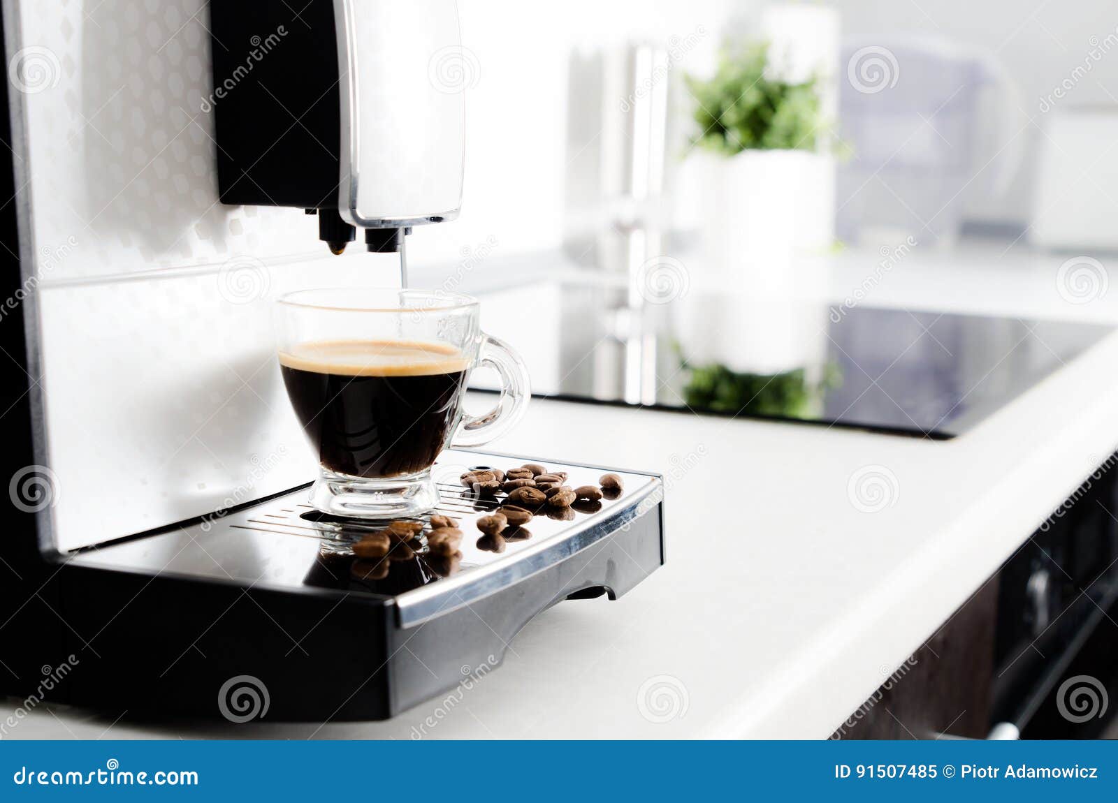 Professional Home Coffee Maker in Modern Kitchen Stock Image - Image of ...