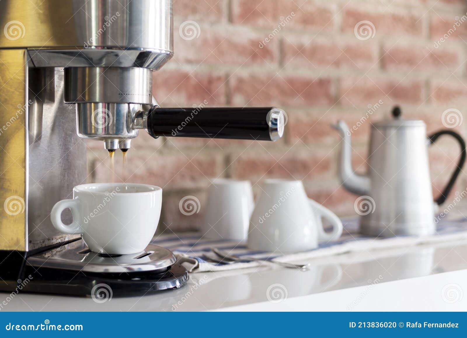 Professional Home Coffee Maker in Modern Kitchen Stock Photo - Image of ...
