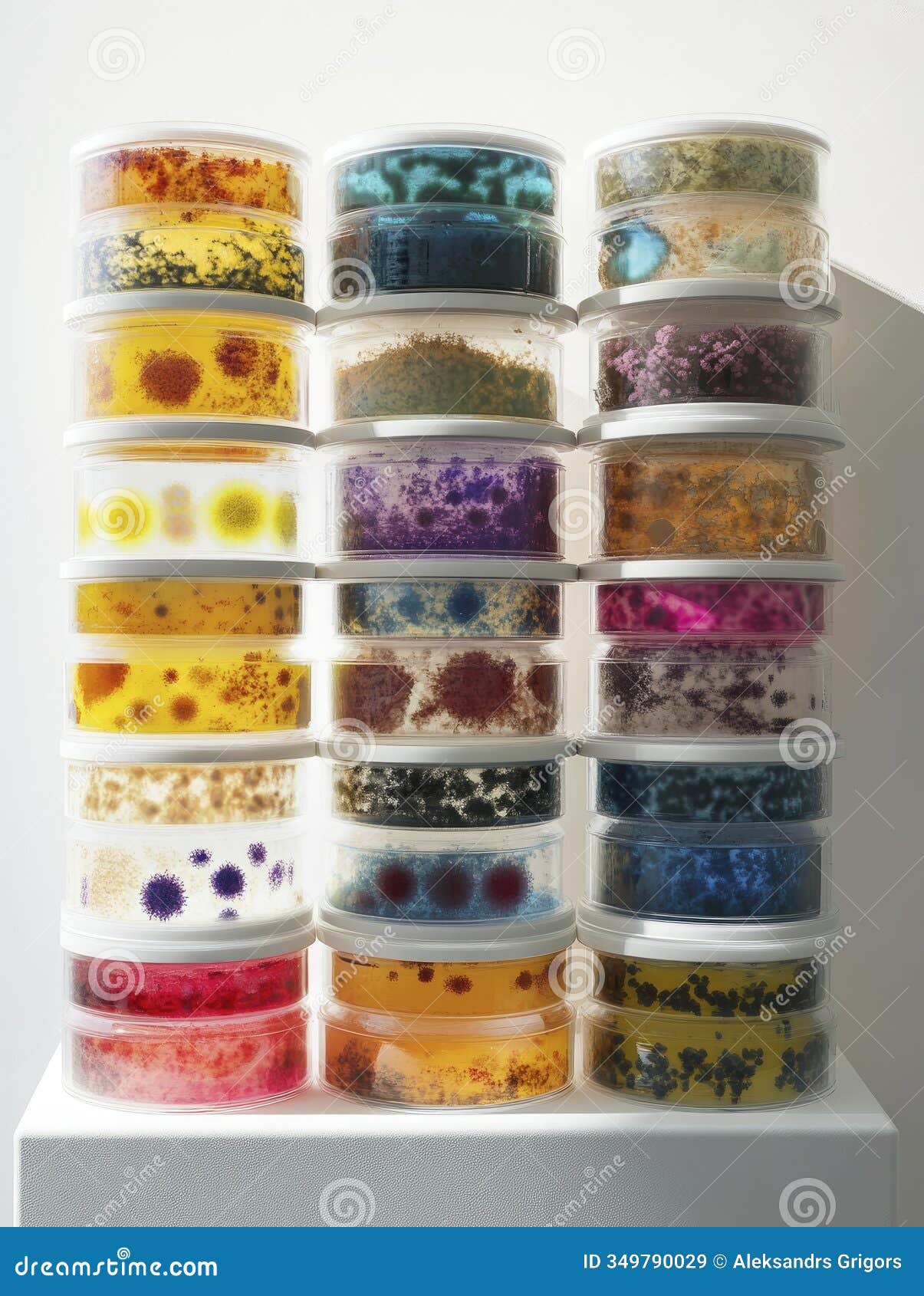 Professional Image of a Stack of Laboratory Petri Dishes with Various ...