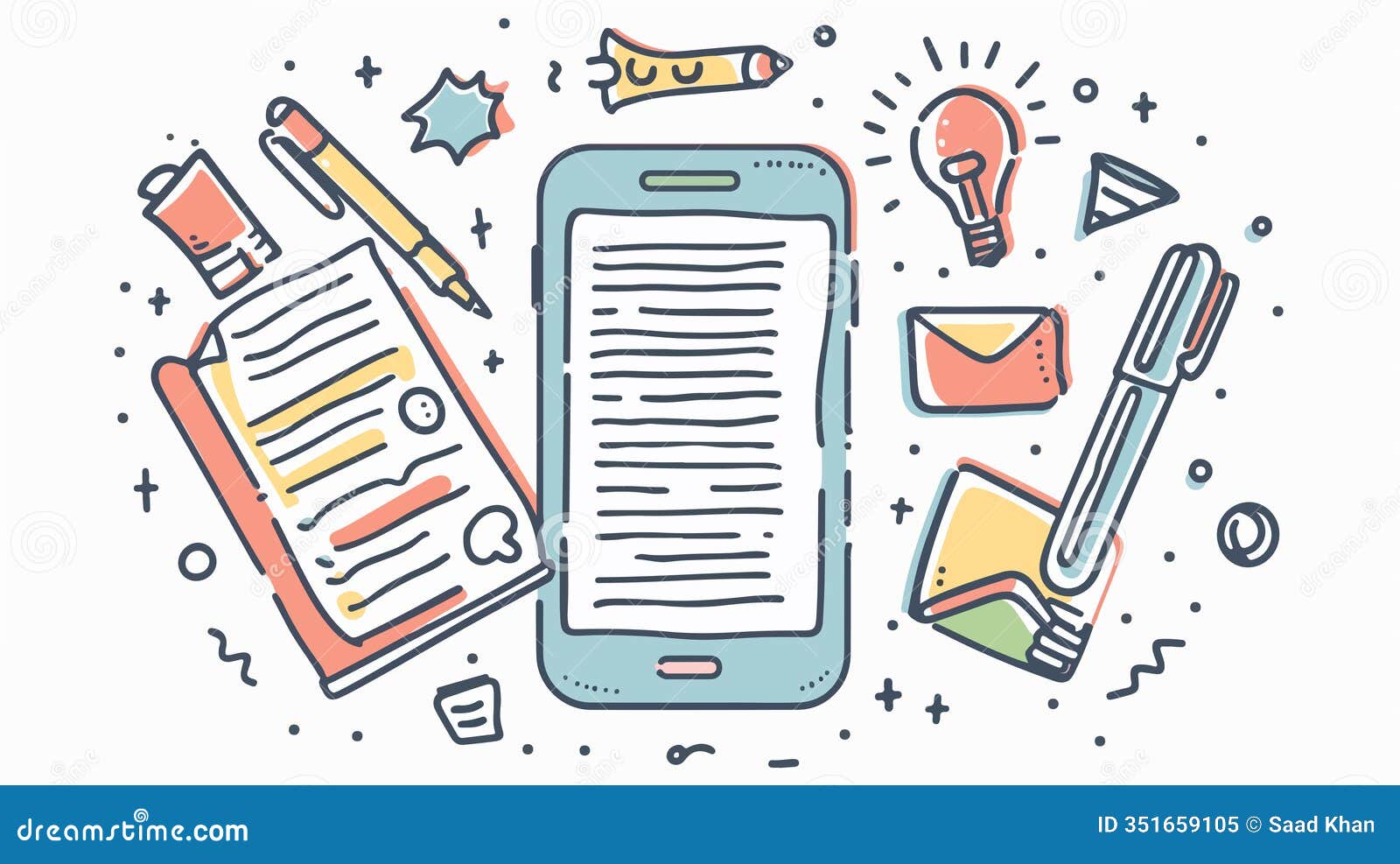 Writing Content Or Essay On Computer Or Reading Article Vector ...