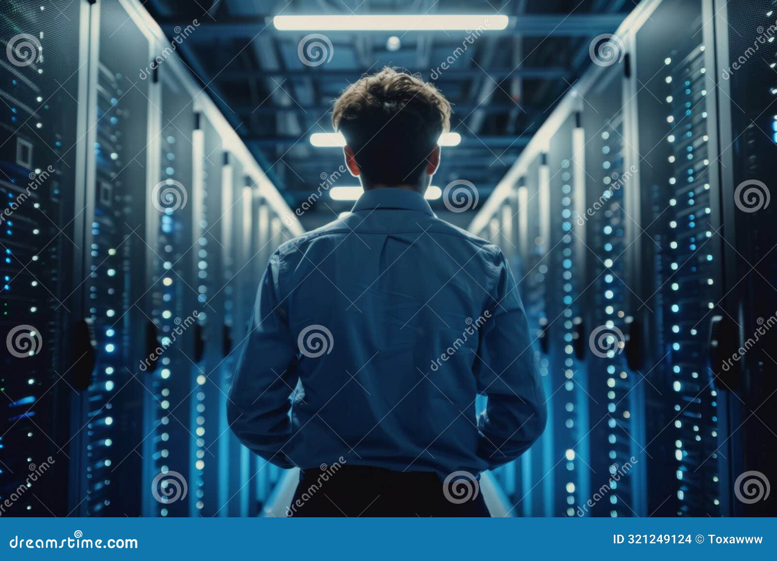 It Professional Inspecting Server Racks in Data Center Stock ...
