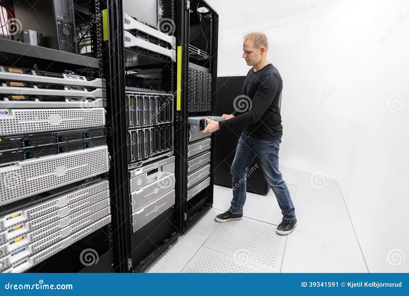 It Professional Install Rack Server in Datacenter Stock Image - Image ...