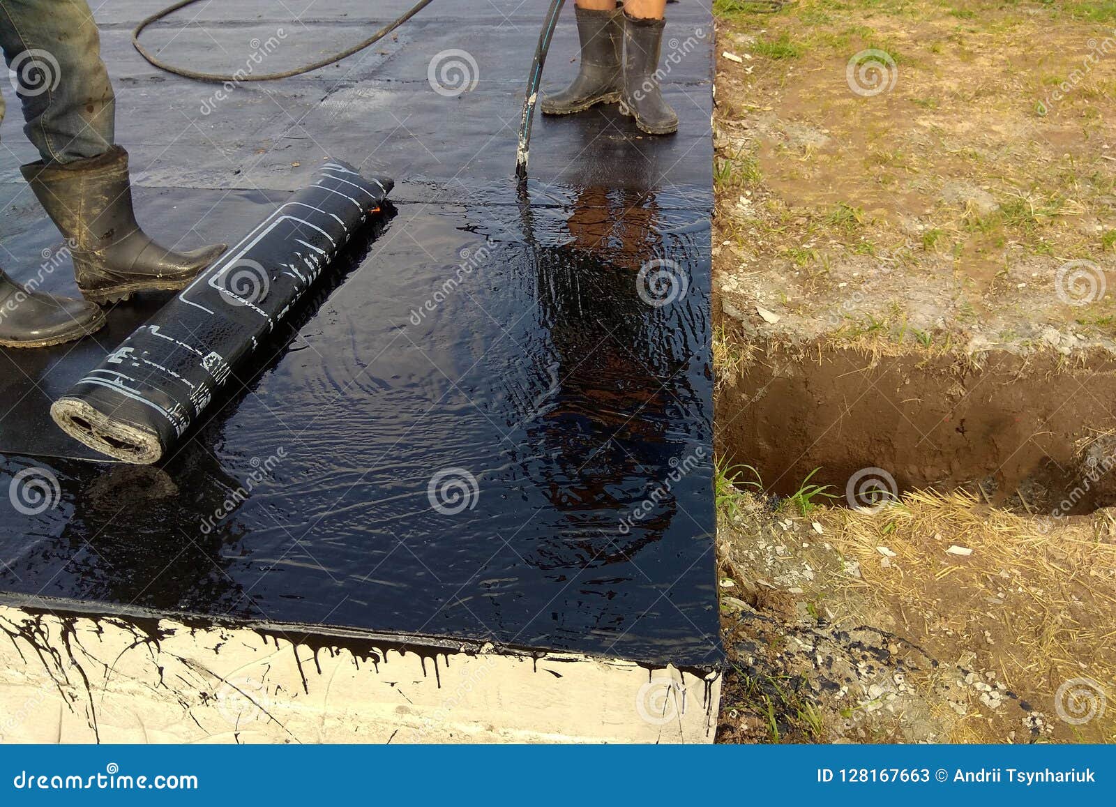 Professional Installation of Waterproofing on the Concrete Foundation ...
