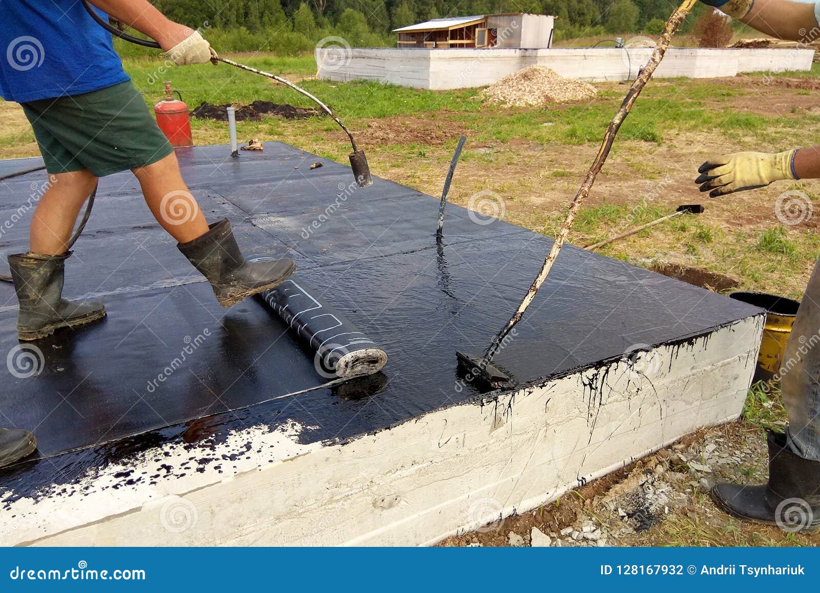 Professional Installation of Waterproofing on the Concrete Foundation ...