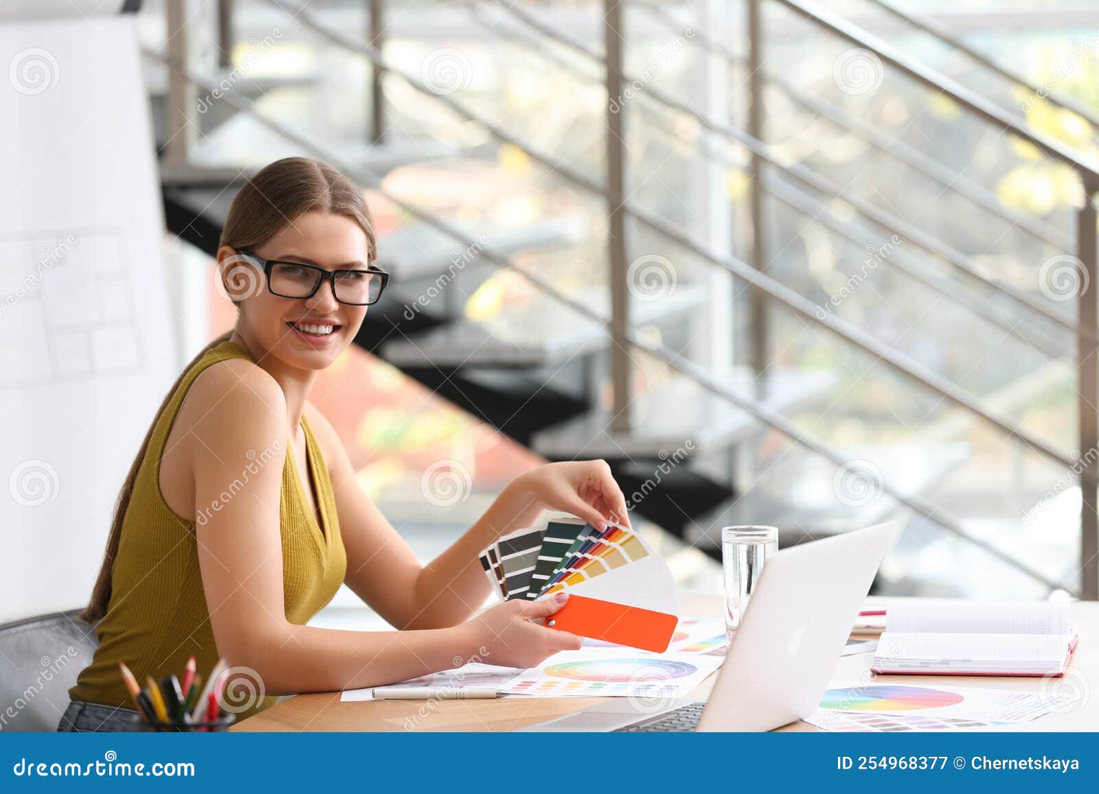 Professional Interior Designer at Workplace in Office Stock Image ...
