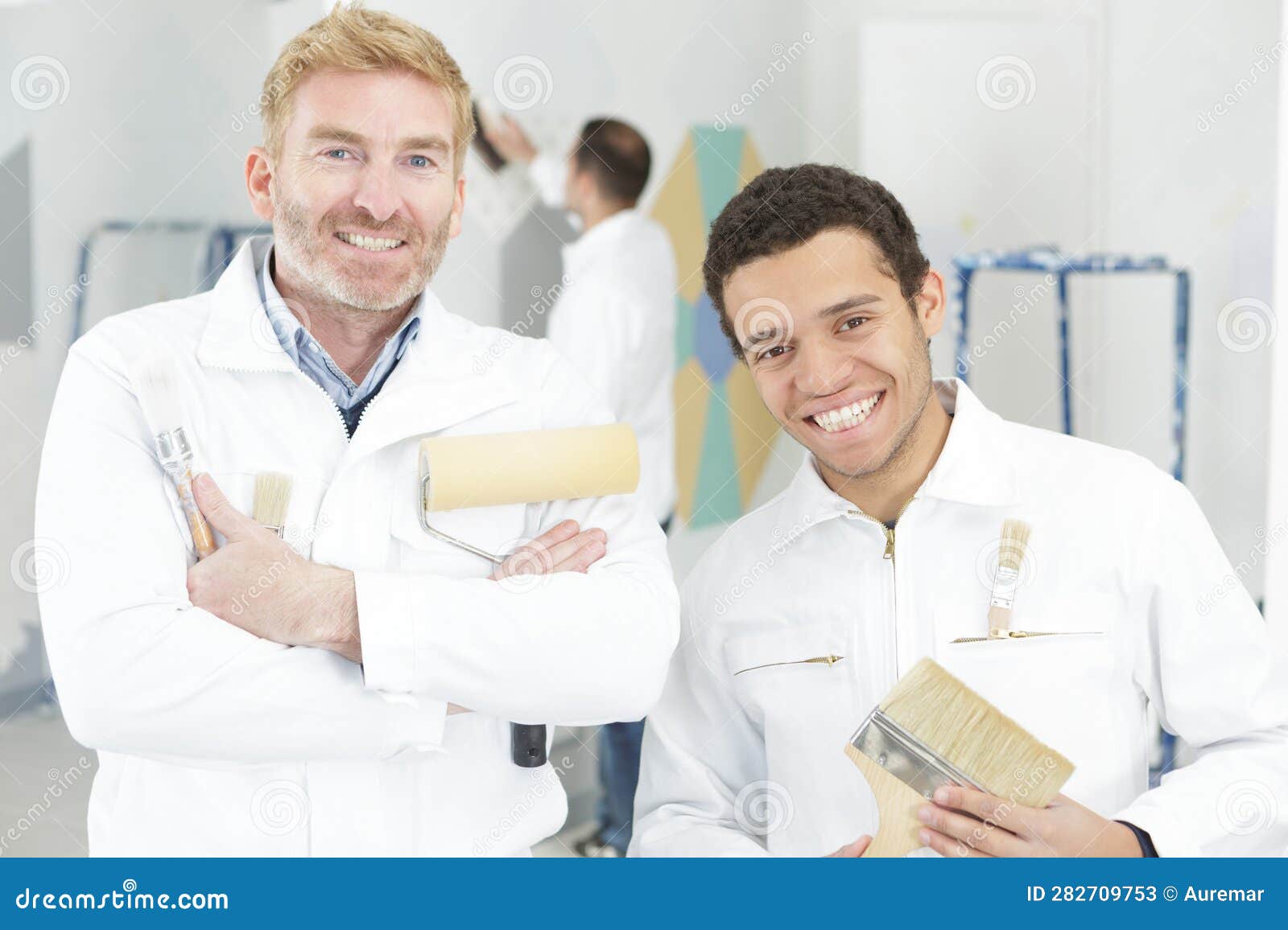 Professional Interior Renovation Crew at Work in House Stock Image ...