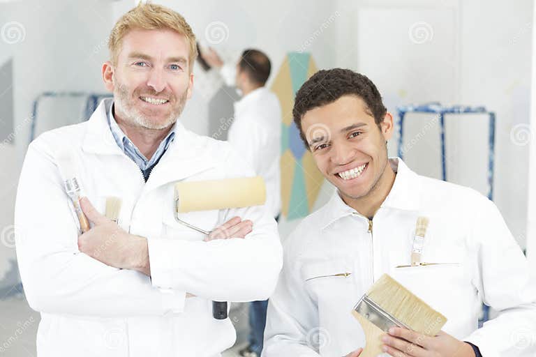 Professional Interior Renovation Crew at Work in House Stock Image ...