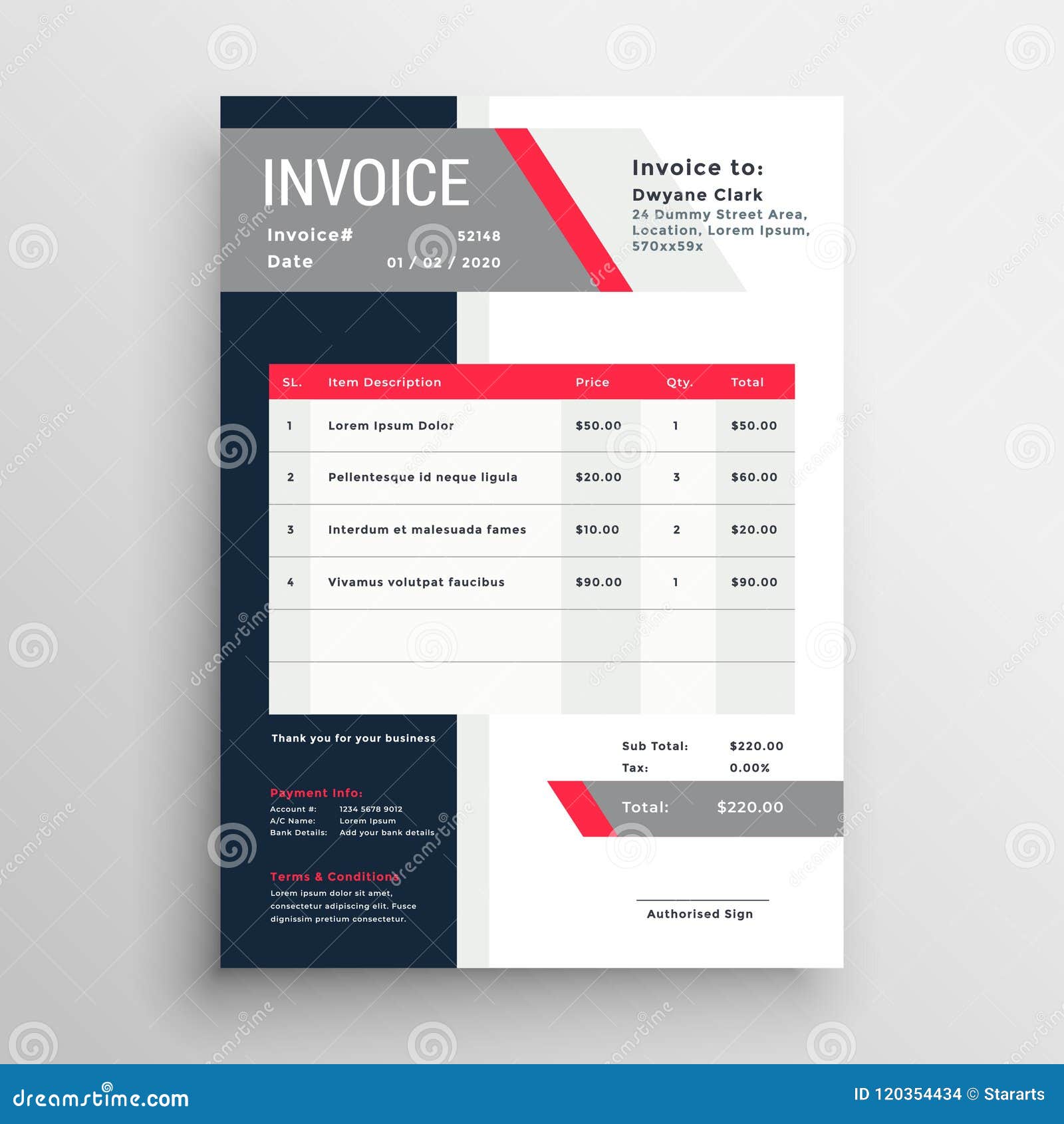Invoice Template. Bill Receipt Design, Quotation Invoicing And Sale ...