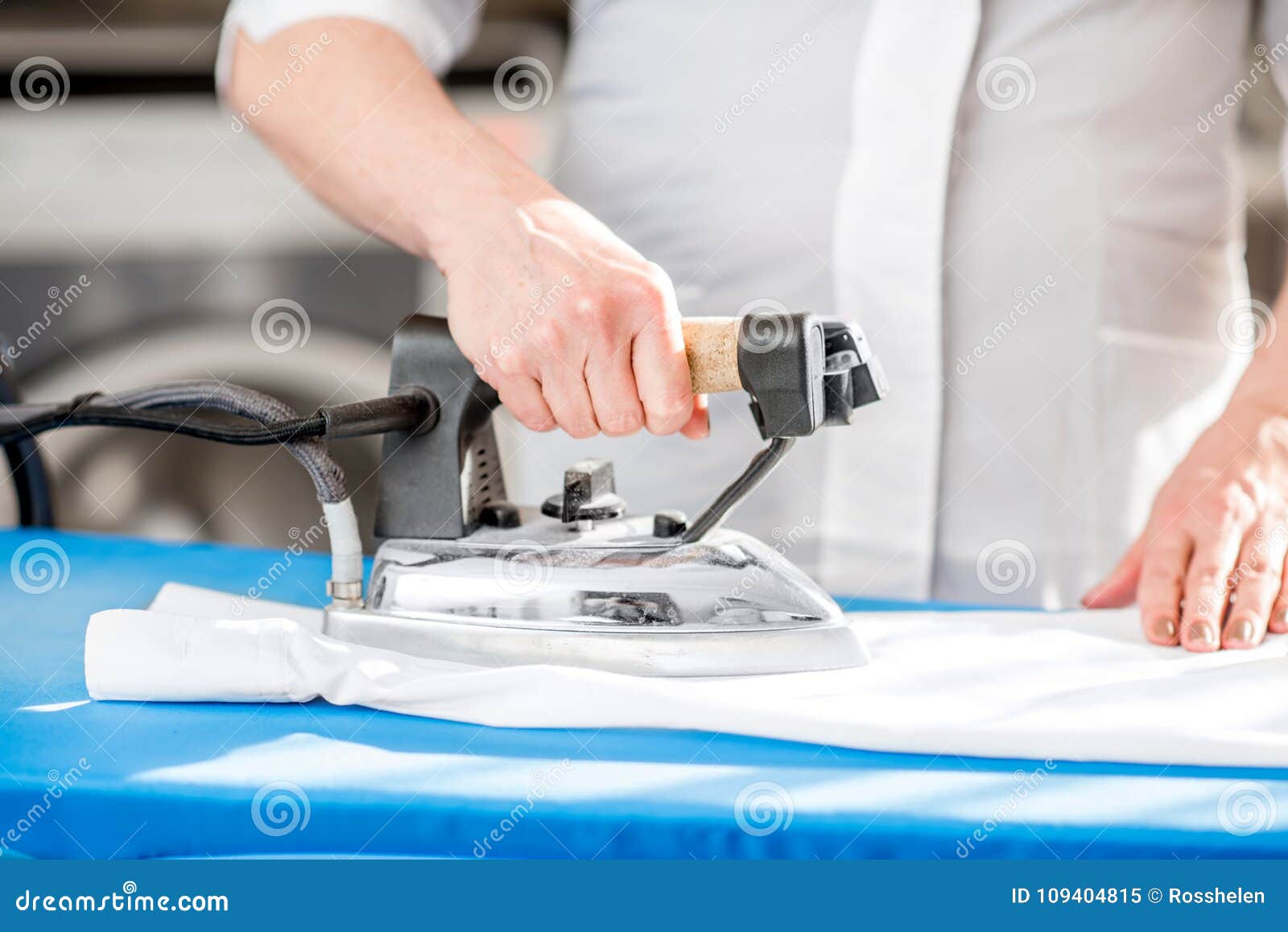 Professional Ironing in the Laundry Stock Image - Image of household ...