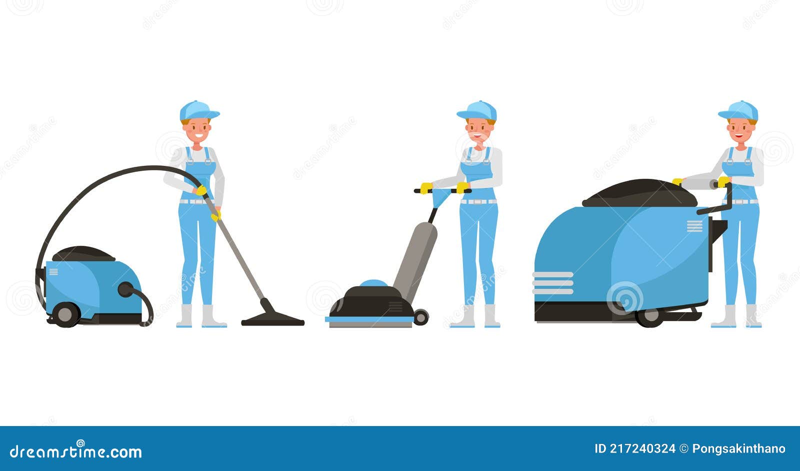 Professional Janitor Woman Vector Character Design. Presentation in ...