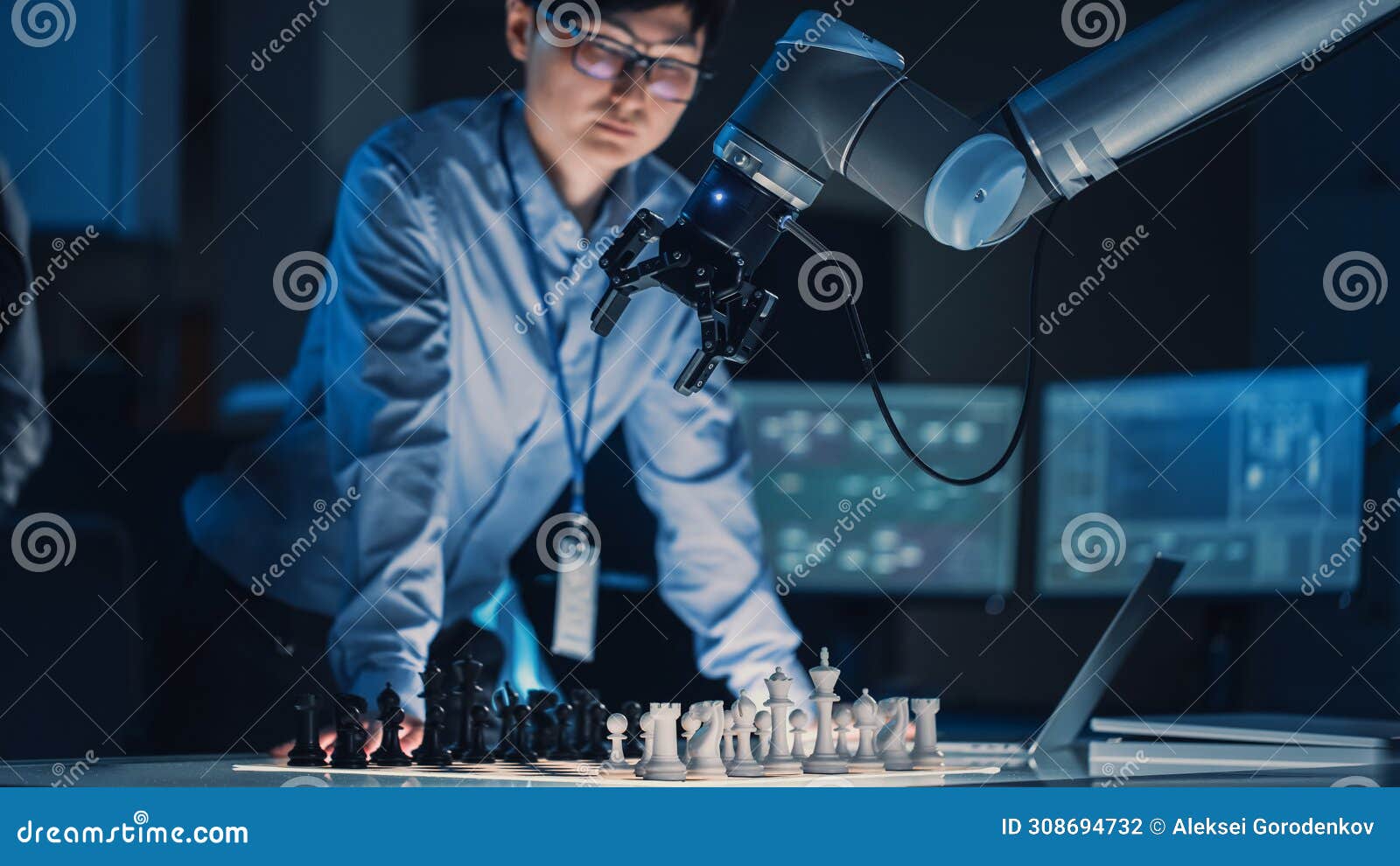 Professional Japanese Development Engineer is Testing an Artificial ...