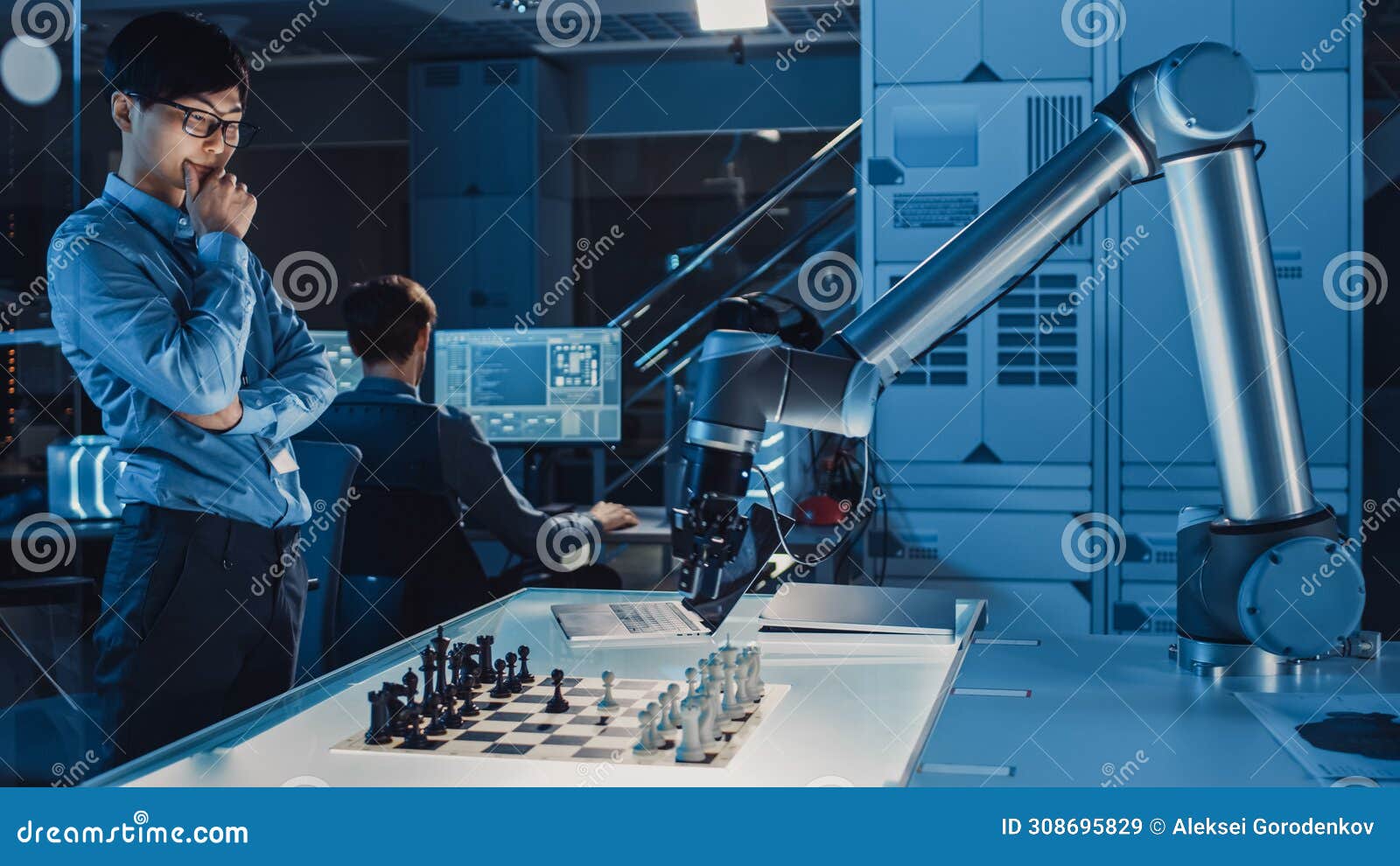 Professional Japanese Development Engineer is Testing an Artificial ...