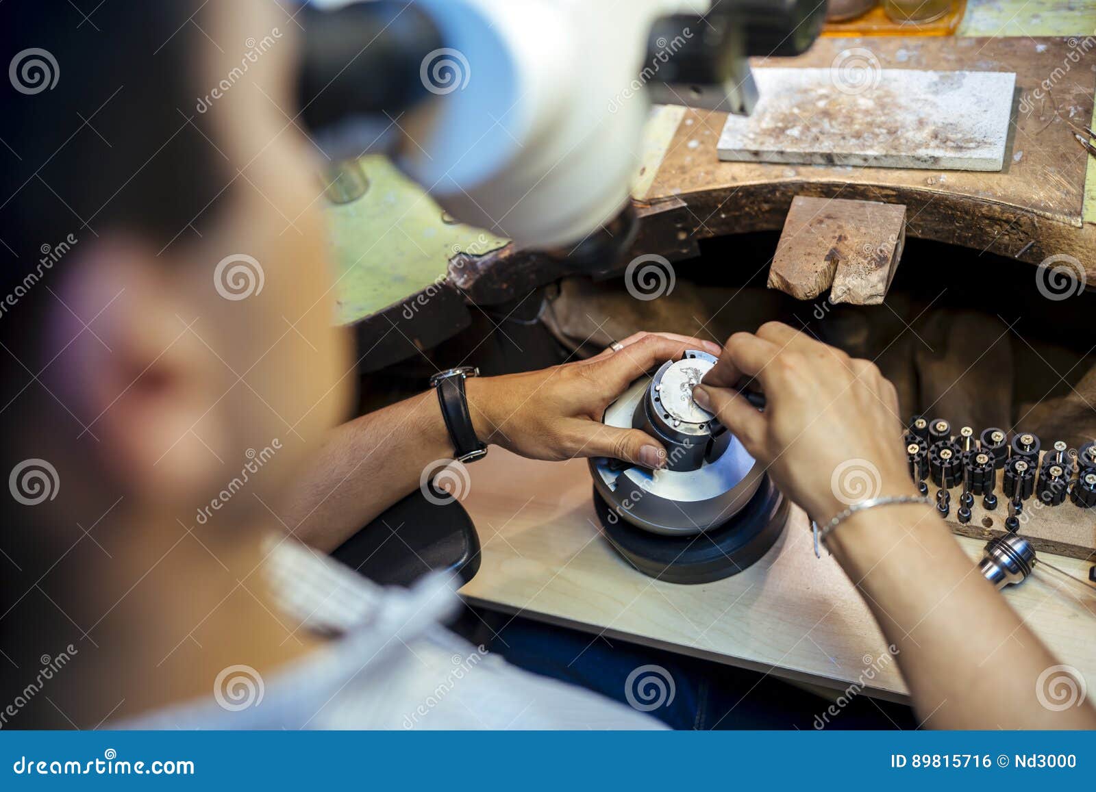 Professional Jeweler Working Stock Photo - Image of designing, machine ...