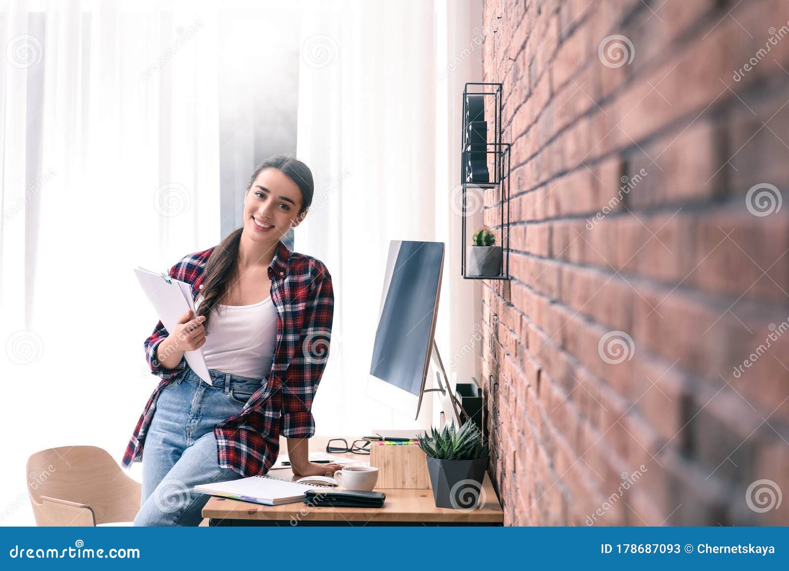Professional Journalist with Papers at Workplace in Office Stock Image ...