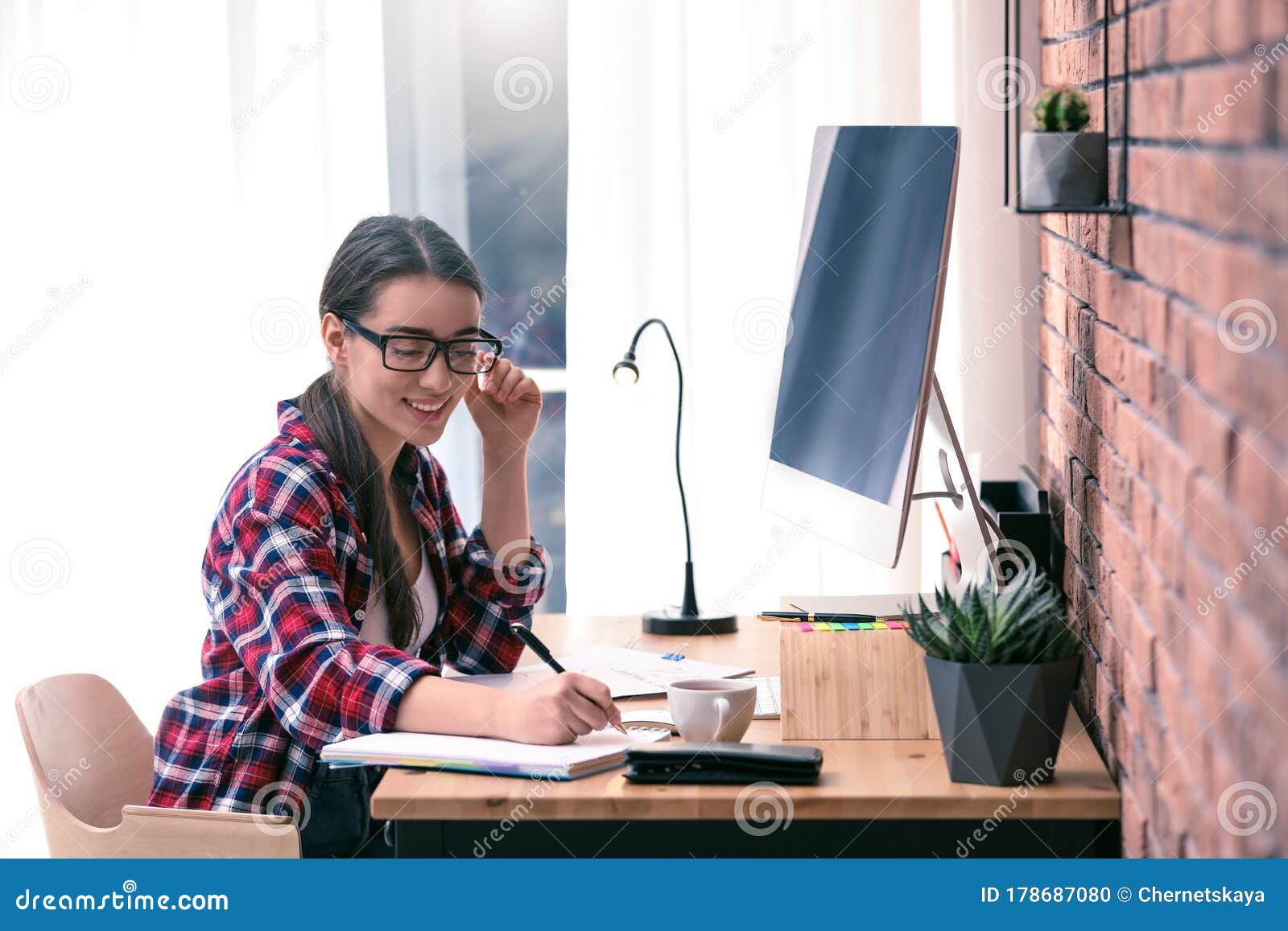 Professional Journalist Working with Computer Stock Photo - Image of ...