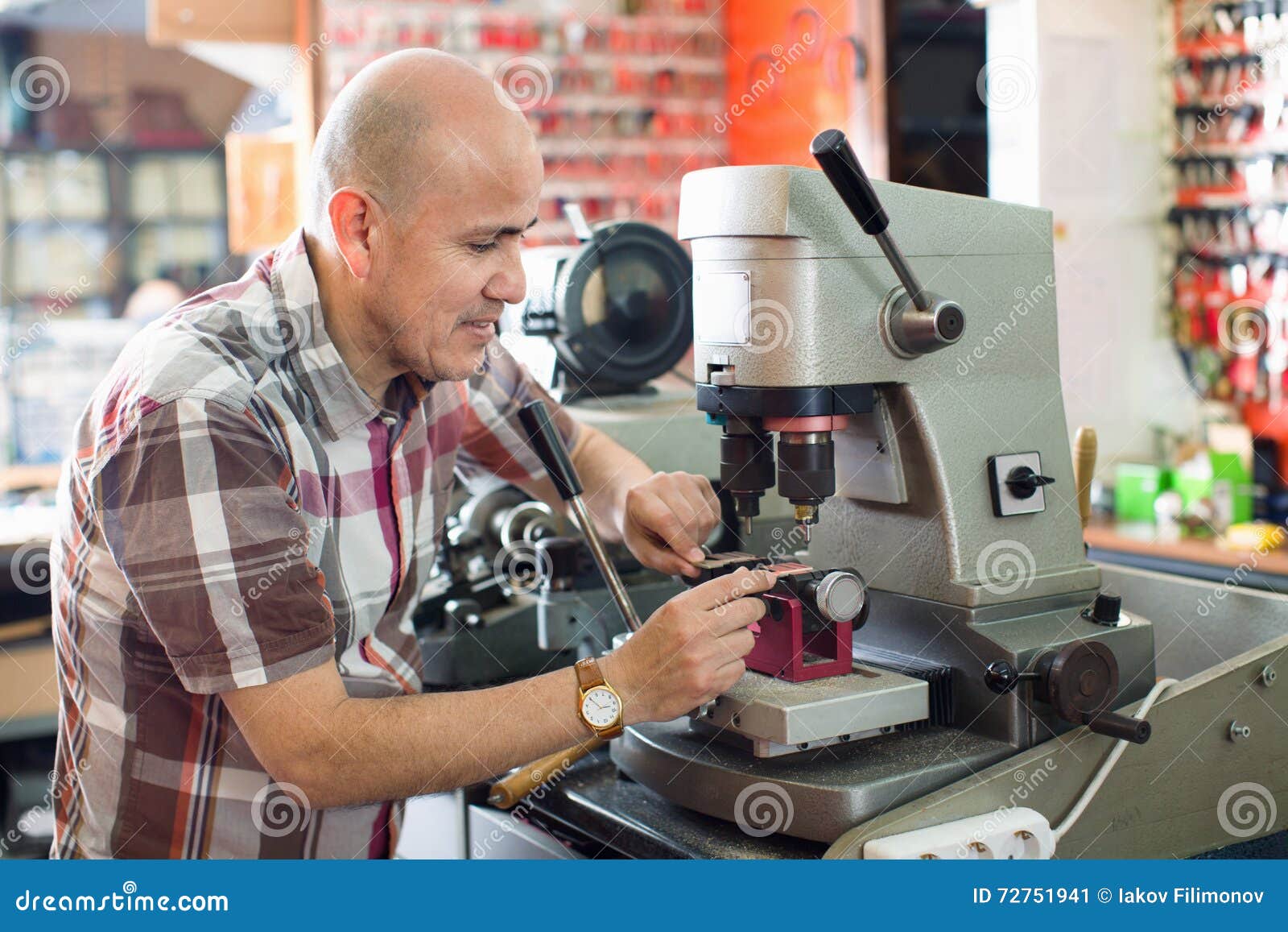 Professional Key Cutter Making Door Keys Copies Stock Image - Image of ...