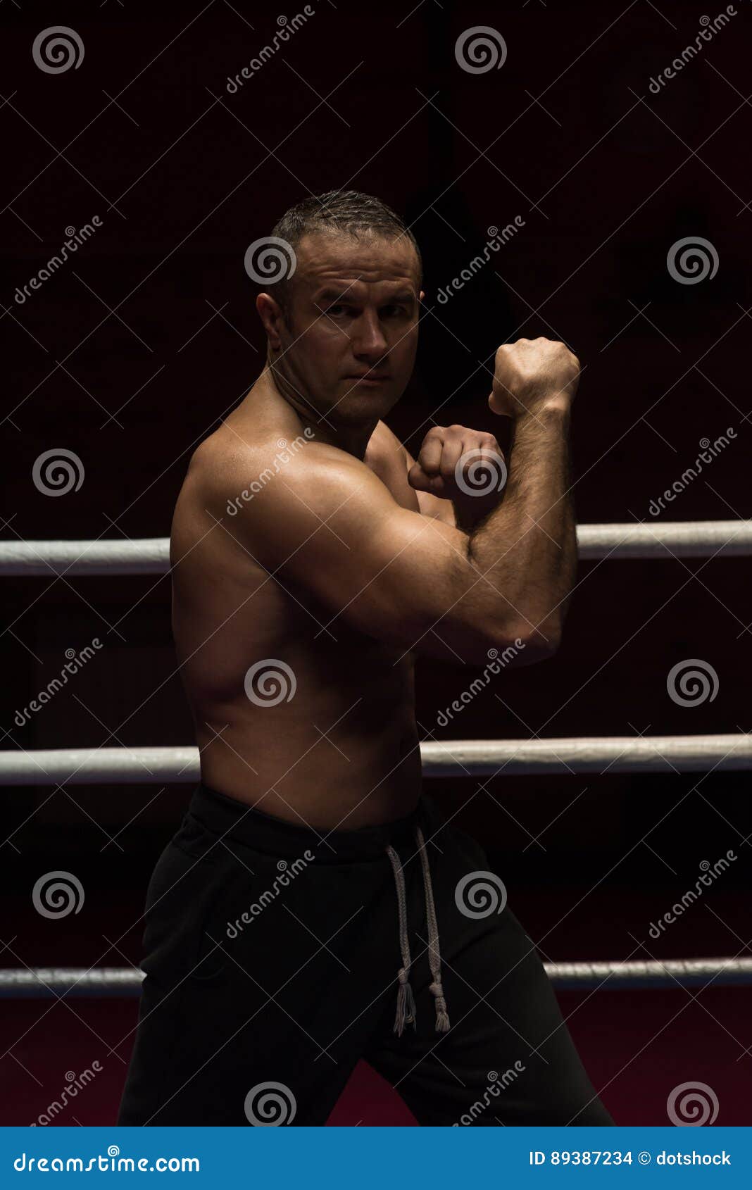 Professional Kickboxer in the Training Ring Stock Photo - Image of ...