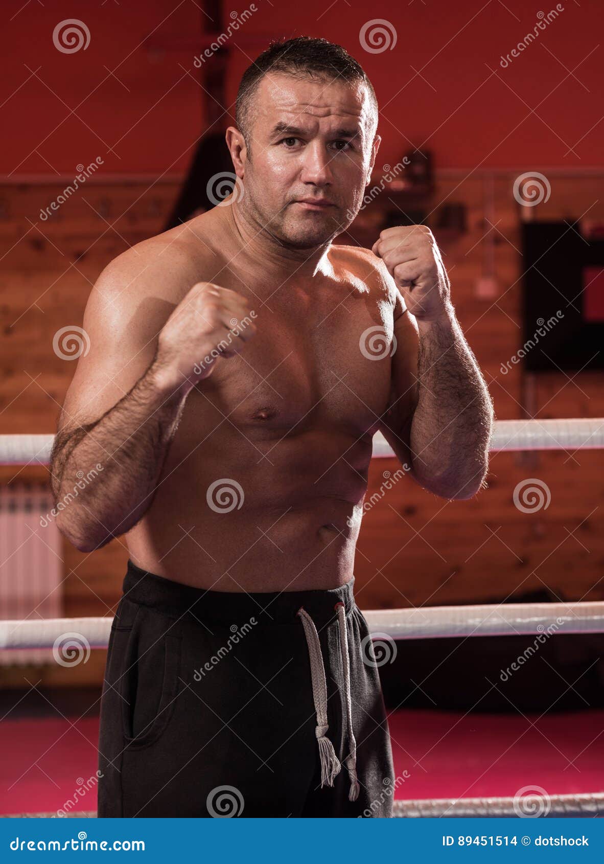 Professional Kickboxer in the Training Ring Stock Photo - Image of ...
