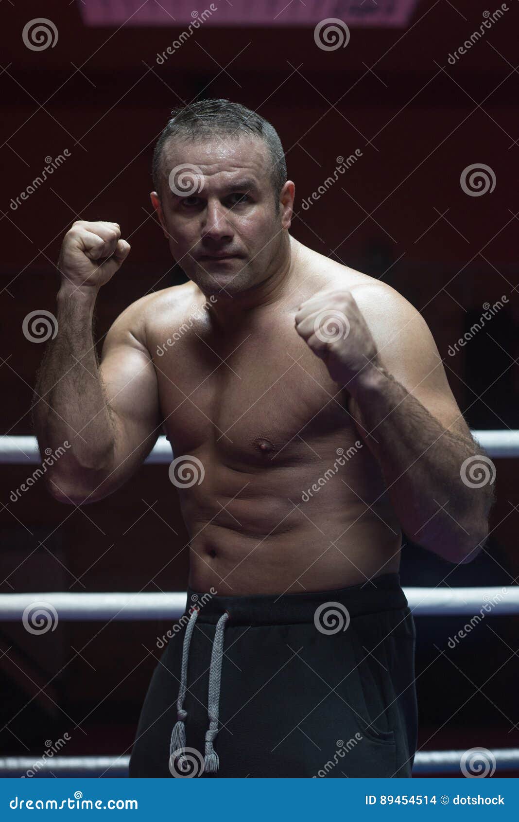 Professional Kickboxer in the Training Ring Stock Photo - Image of ...