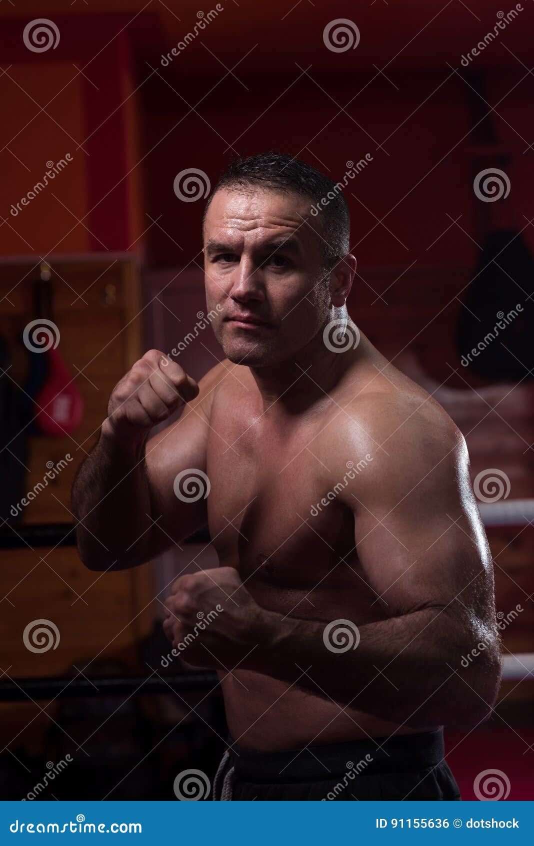 Professional Kickboxer in the Training Ring Stock Photo - Image of body ...