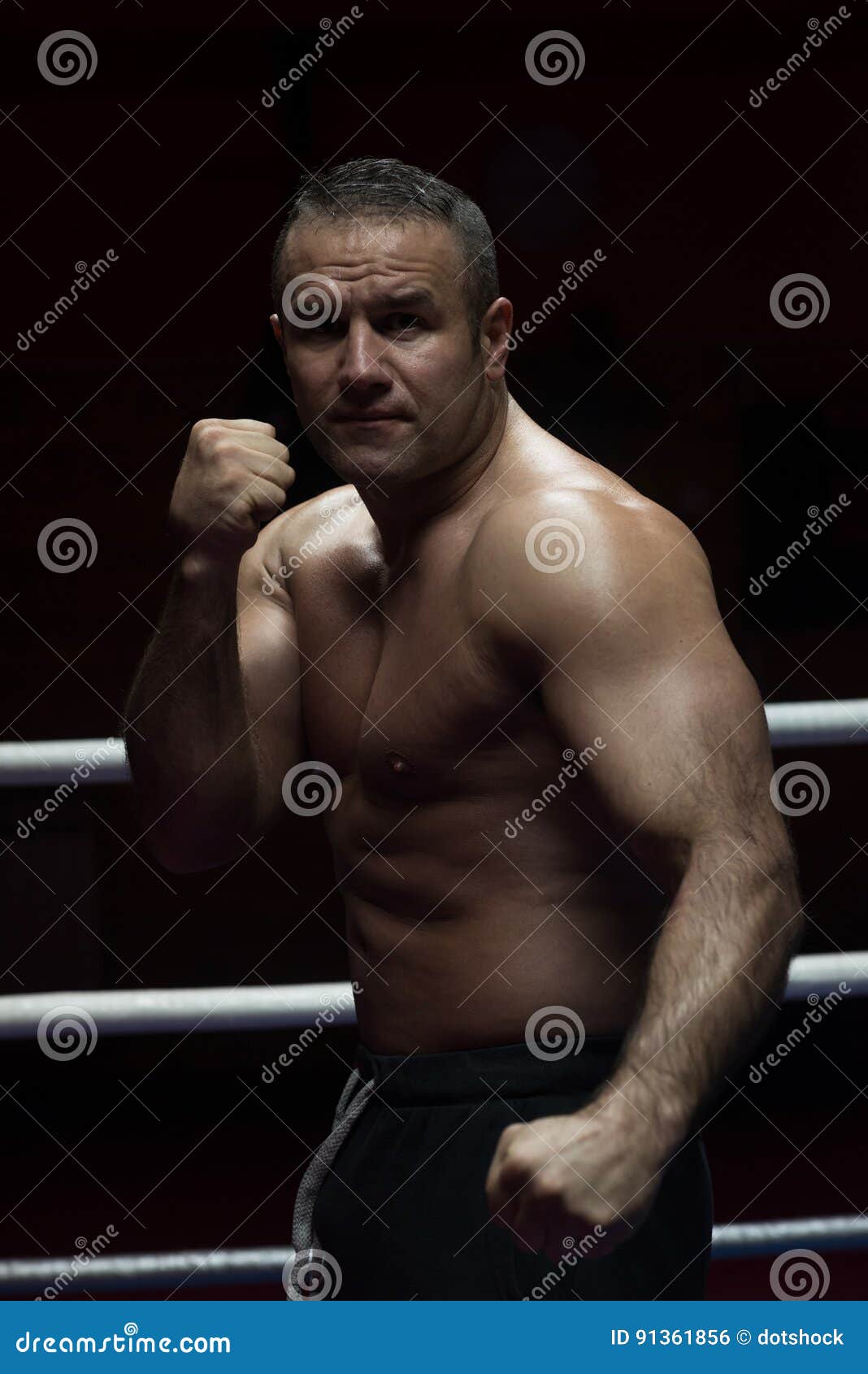 Professional Kickboxer in the Training Ring Stock Photo - Image of ...