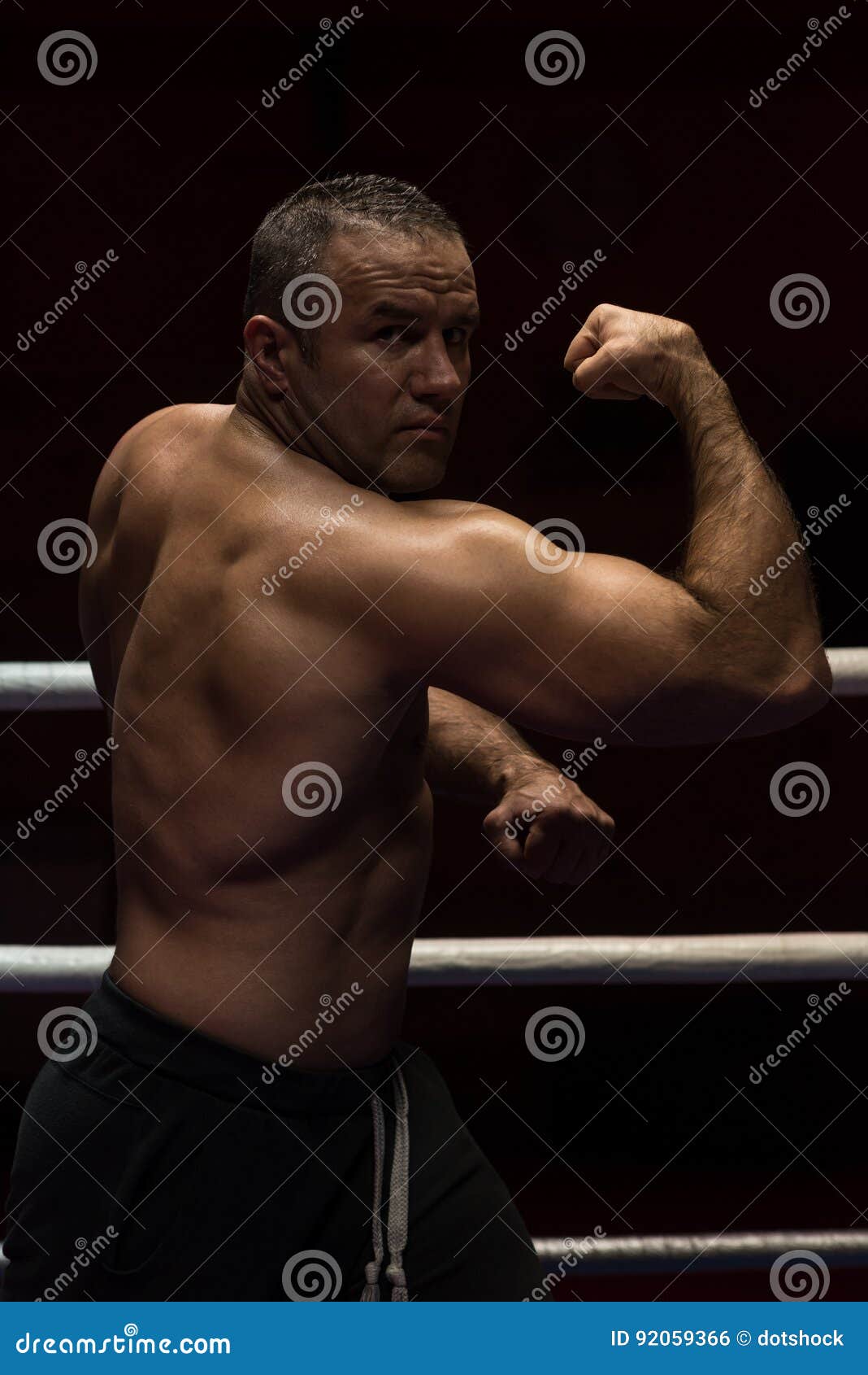 Professional Kickboxer in the Training Ring Stock Photo - Image of ...