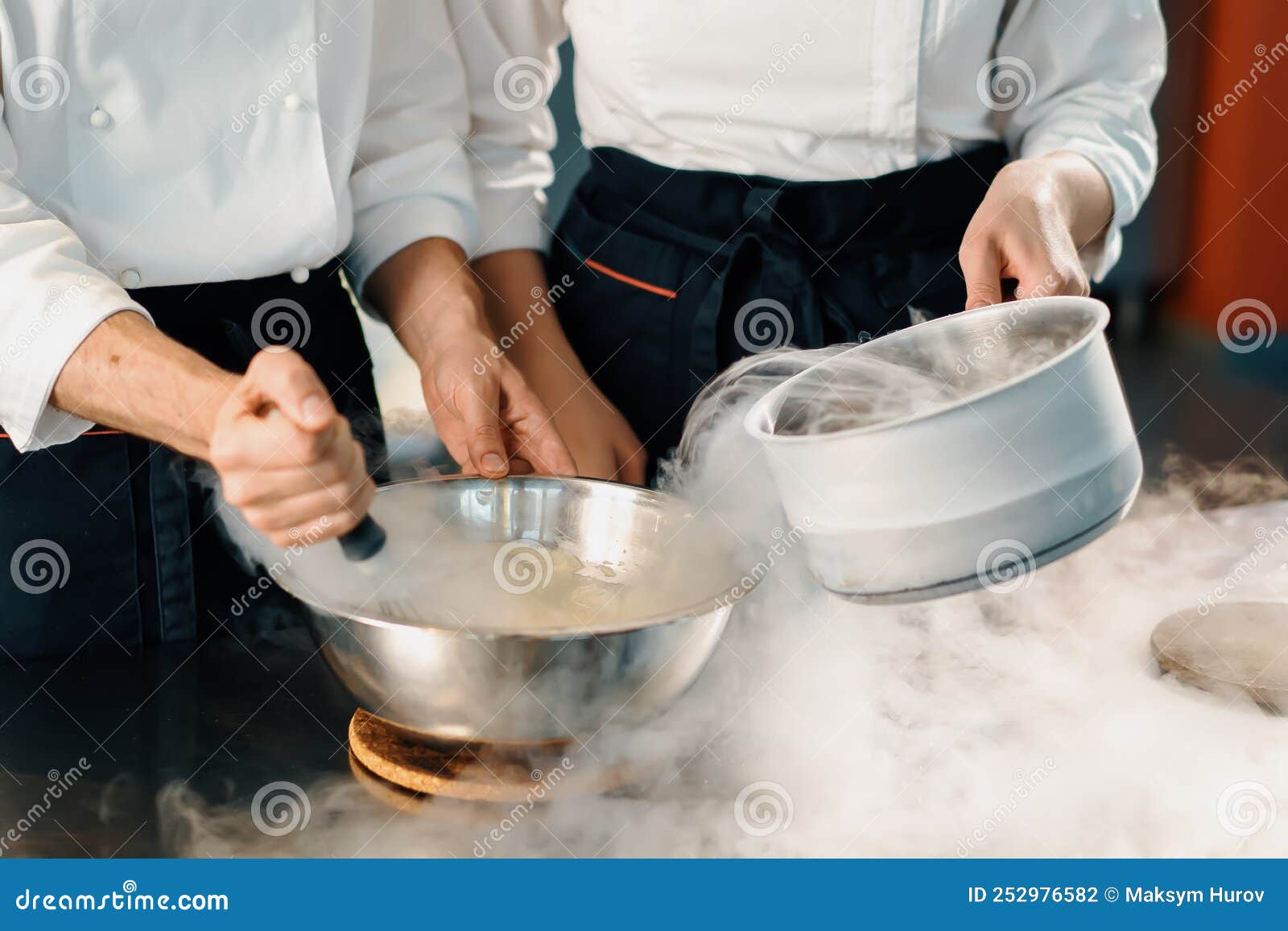 Professional Kitchen, Chefs Use Liquid Nitrogen To Cook Molecular Food ...