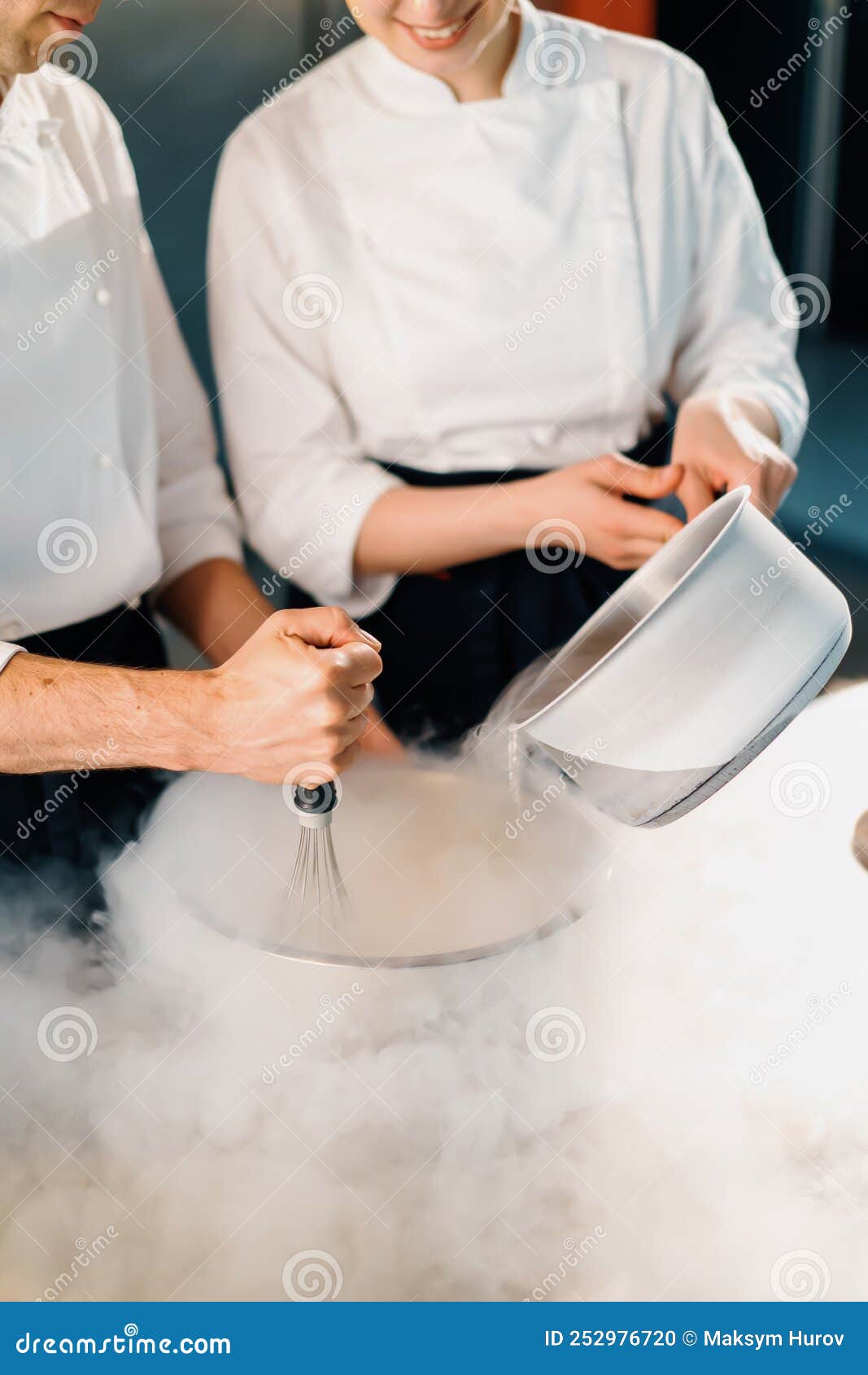 Professional Kitchen, Chefs Use Liquid Nitrogen To Cook Molecular Food ...