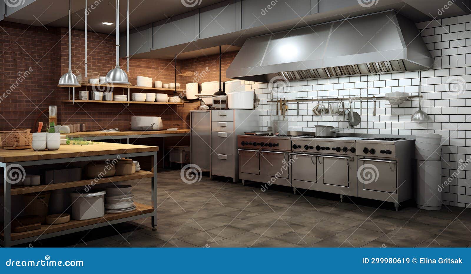 Professional Kitchen, Empty Restaurant Kitchen Stock Image - Image of ...