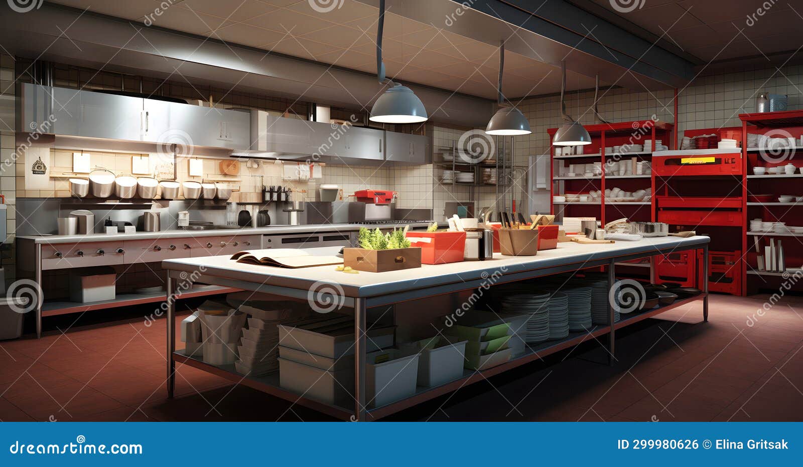 Professional Kitchen, Empty Restaurant Kitchen Stock Photo - Image of ...