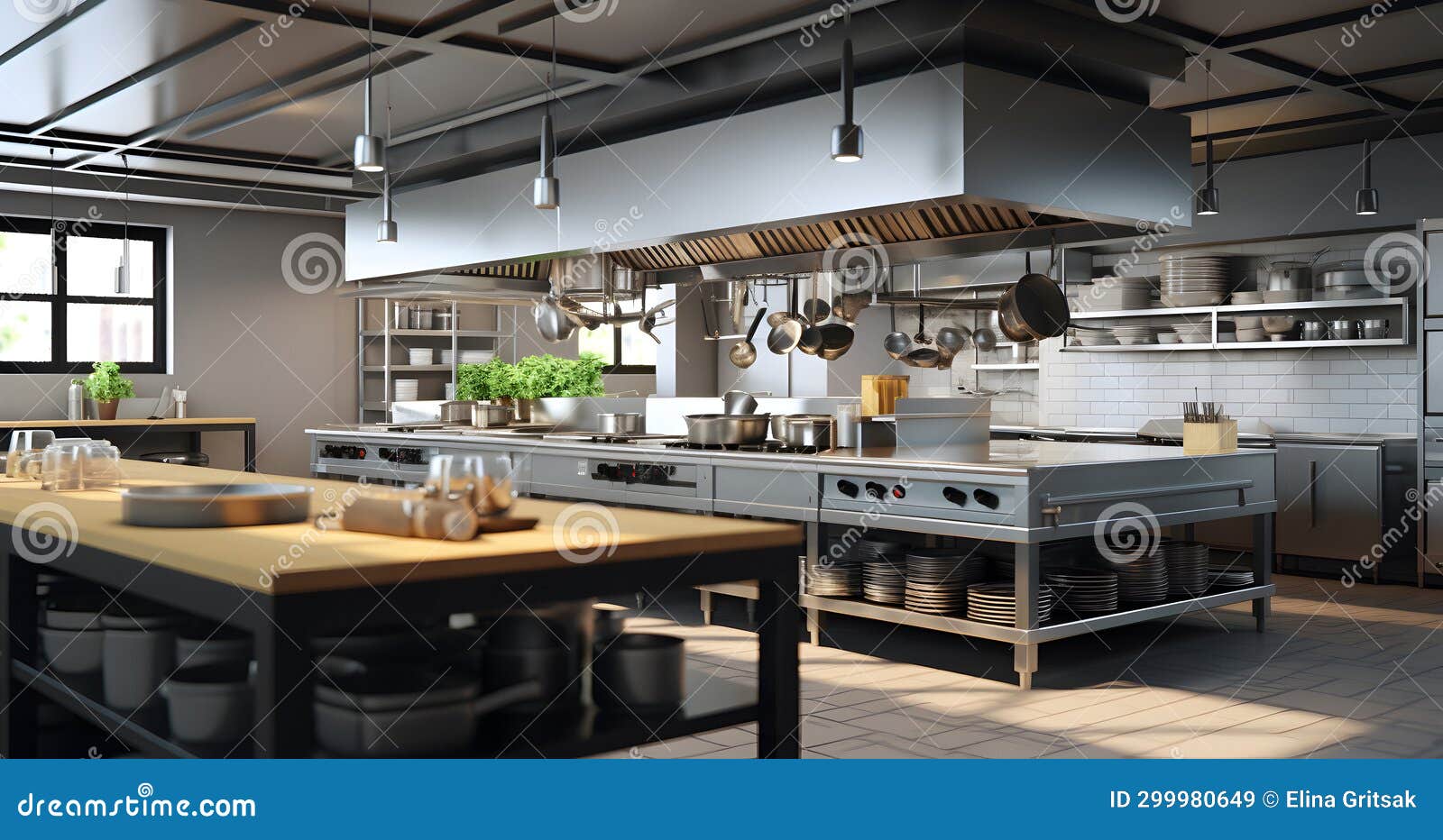 Professional Kitchen, Empty Restaurant Kitchen Stock Image - Image of ...