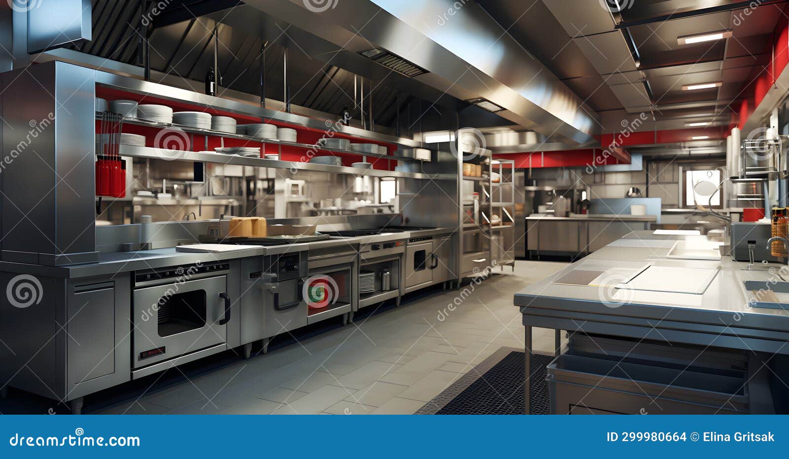 Professional Kitchen, Empty Restaurant Kitchen Stock Photo - Image of ...