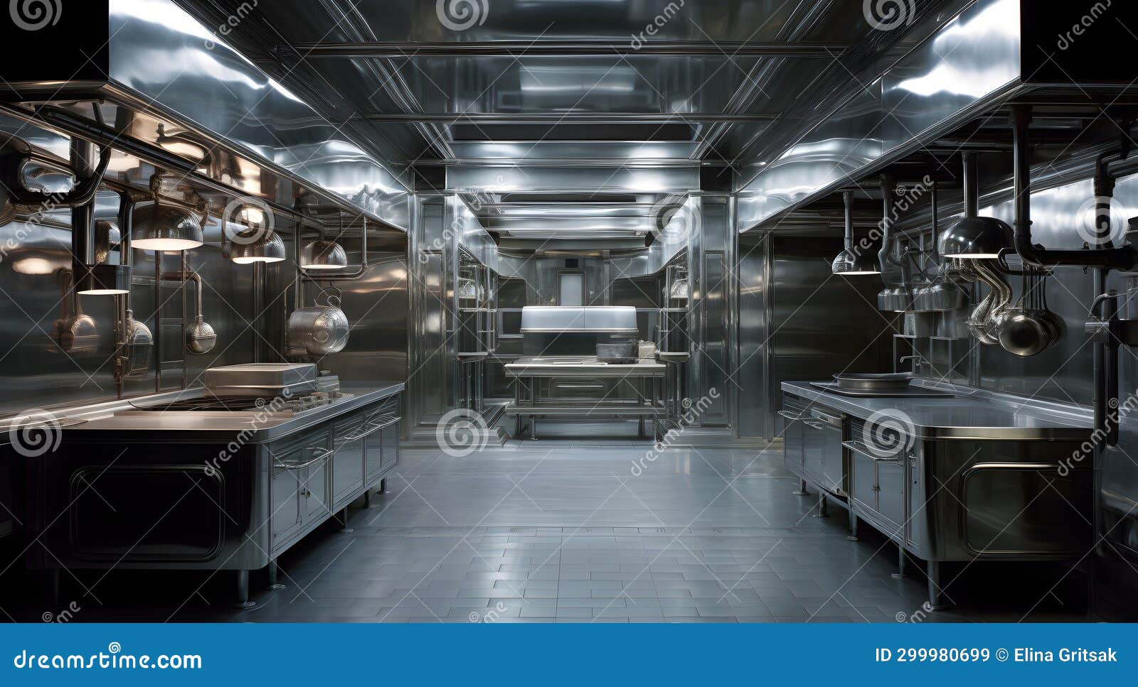 Professional Kitchen, Empty Restaurant Kitchen Stock Image - Image of ...