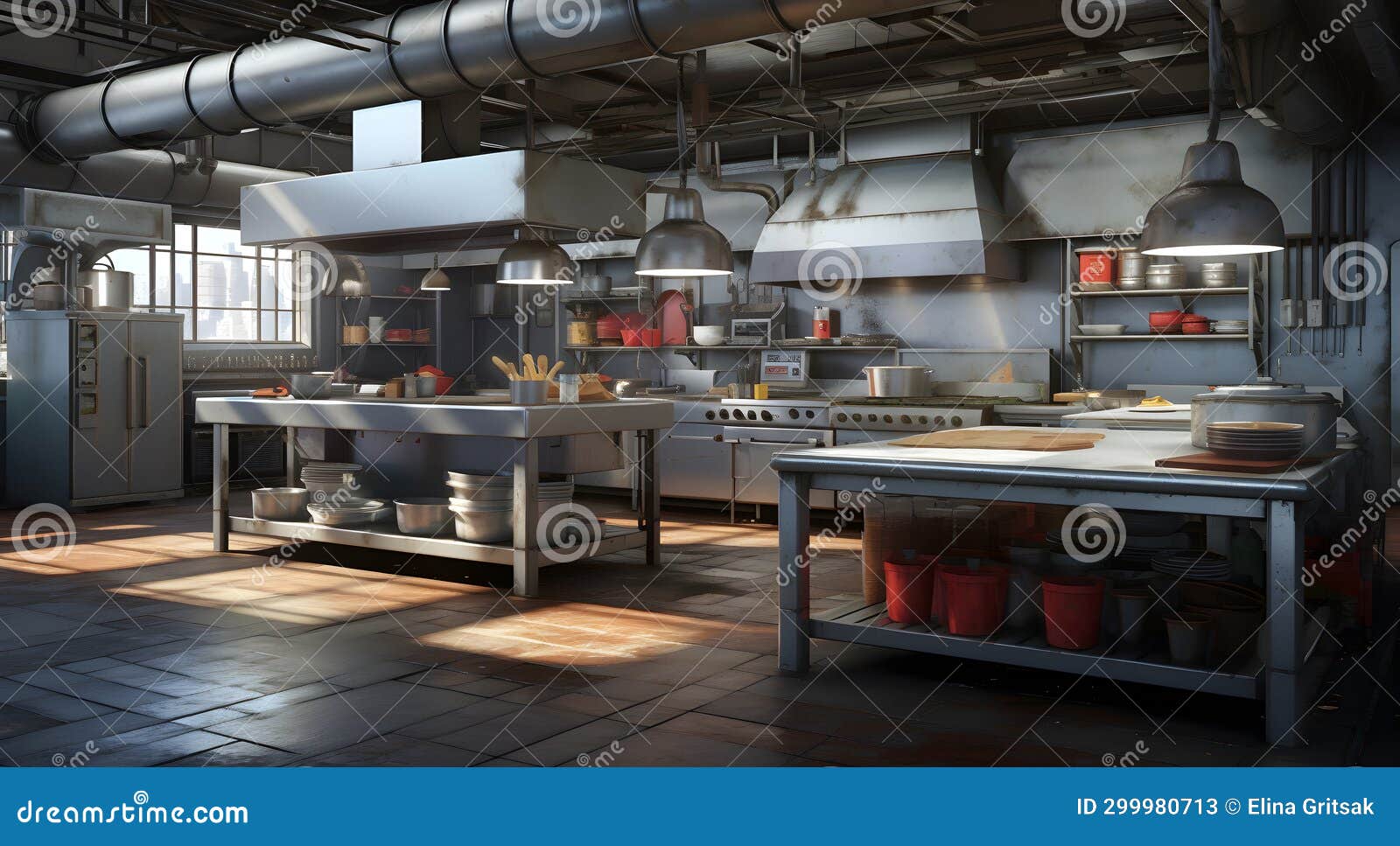 Professional Kitchen, Empty Restaurant Kitchen Stock Image - Image of ...