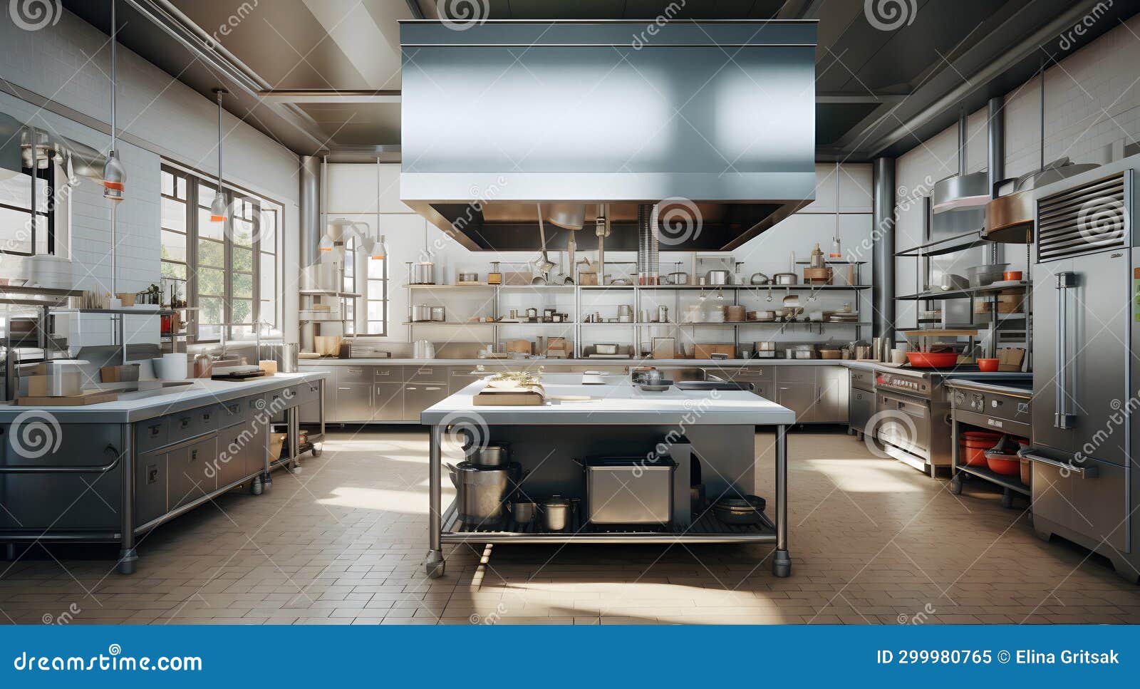 Professional Kitchen, Empty Restaurant Kitchen Stock Image - Image of ...