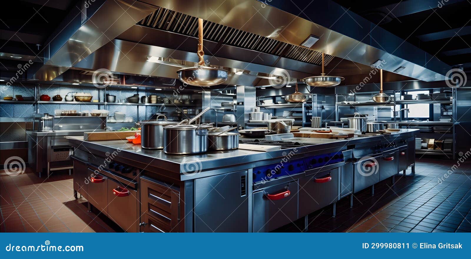 Professional Kitchen, Empty Restaurant Kitchen Stock Image - Image of ...