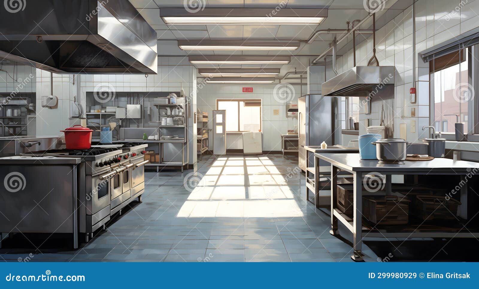 Professional Kitchen, Empty Restaurant Kitchen Stock Image - Image of ...