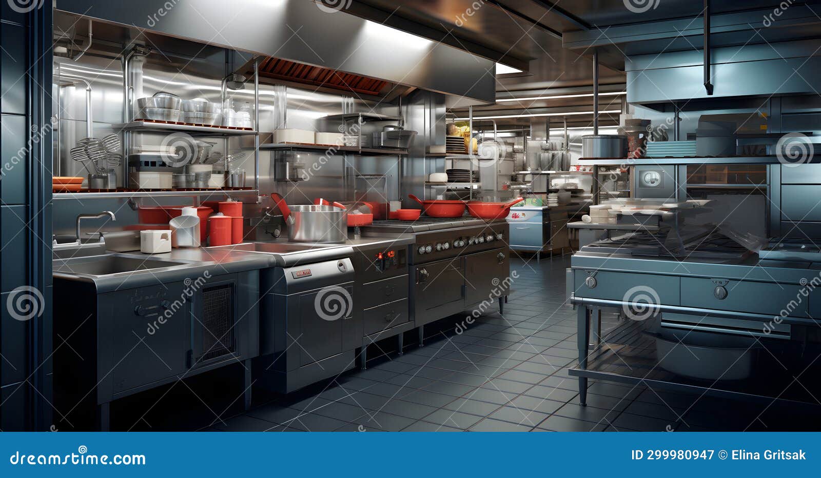 Professional Kitchen, Empty Restaurant Kitchen Stock Image - Image of ...