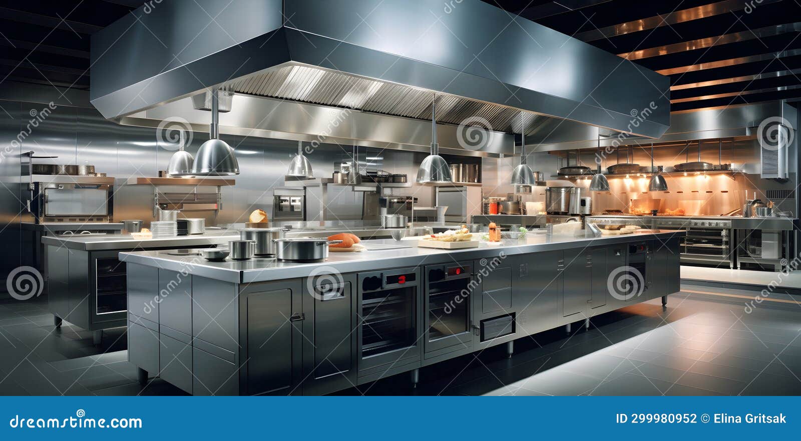 Professional Kitchen, Empty Restaurant Kitchen Stock Photo - Image of ...