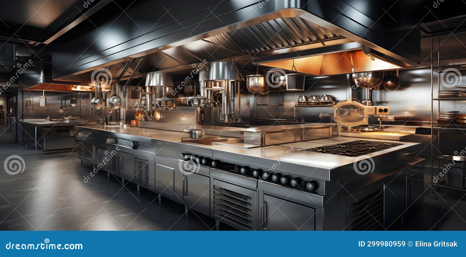 Professional Kitchen, Empty Restaurant Kitchen Stock Image - Image of ...