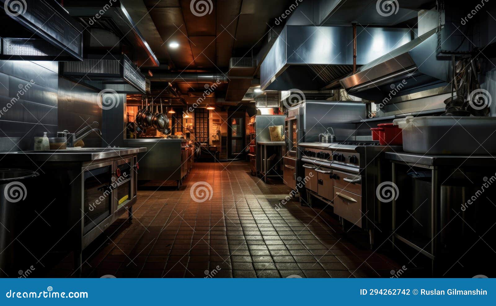 Professional Kitchen in Restaurant. Modern Equipment and Devices Stock ...