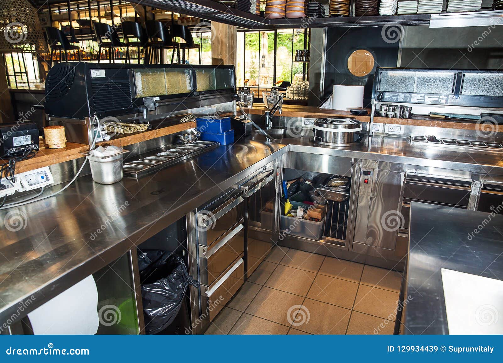 Professional Kitchen, View Counter In Steel Royalty-Free Stock ...